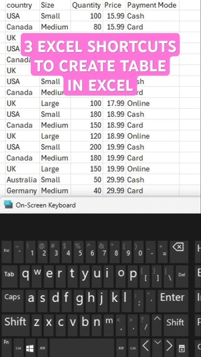 3 Must Know Excel shortcuts to create Table in Excel in seconds. ⌨️ # ...