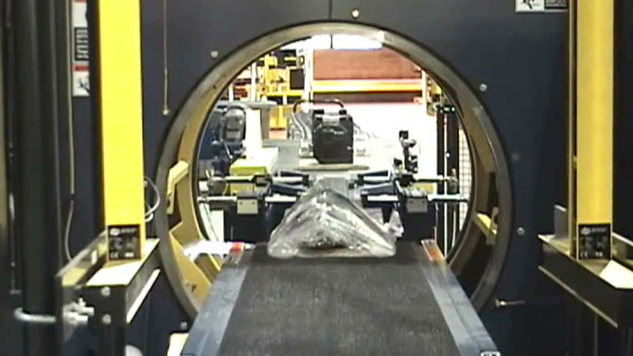 Lantech Stretch Wrapper Lan-Ringer Series Stretch Wrapping a Motor ...