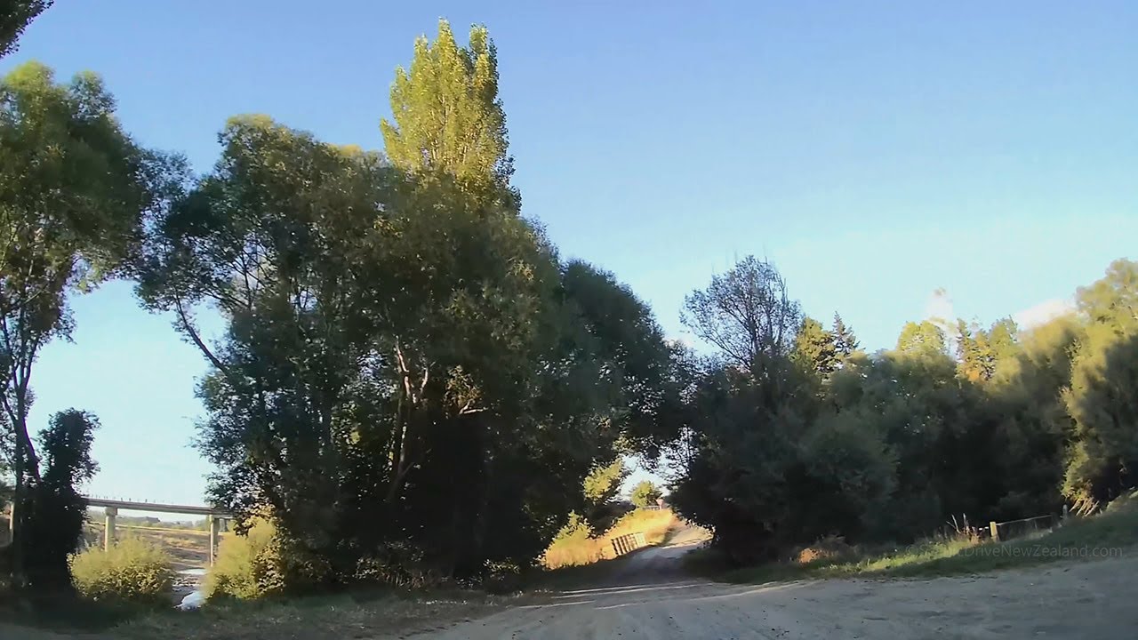 Driving around the Outram Glen Scenic Reserve in the Otago Region of ...