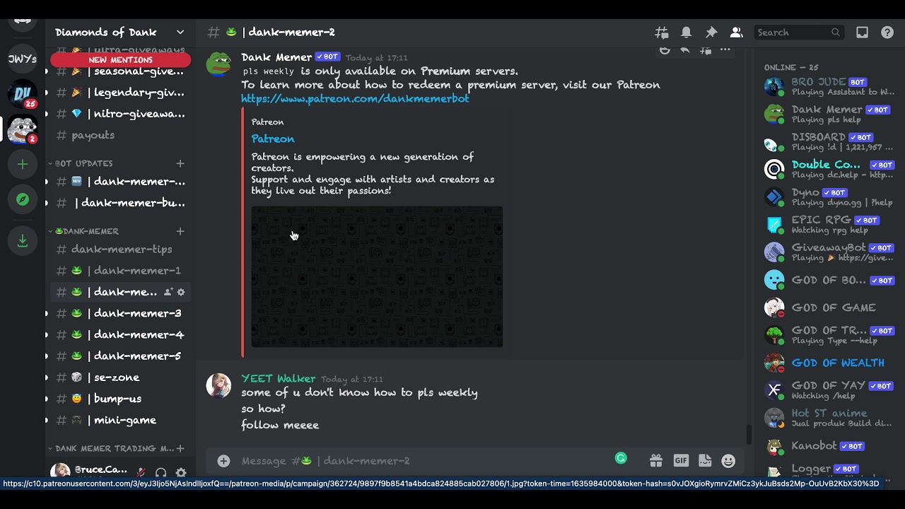 How to do 'pls weekly' in dank memer? - YouTube