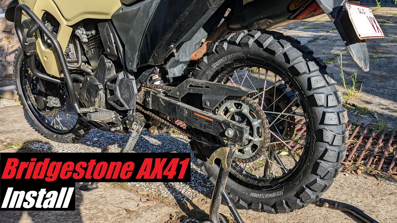 Bridgestone AX41 tyre install | 2022 KLR 650 - YouTube
