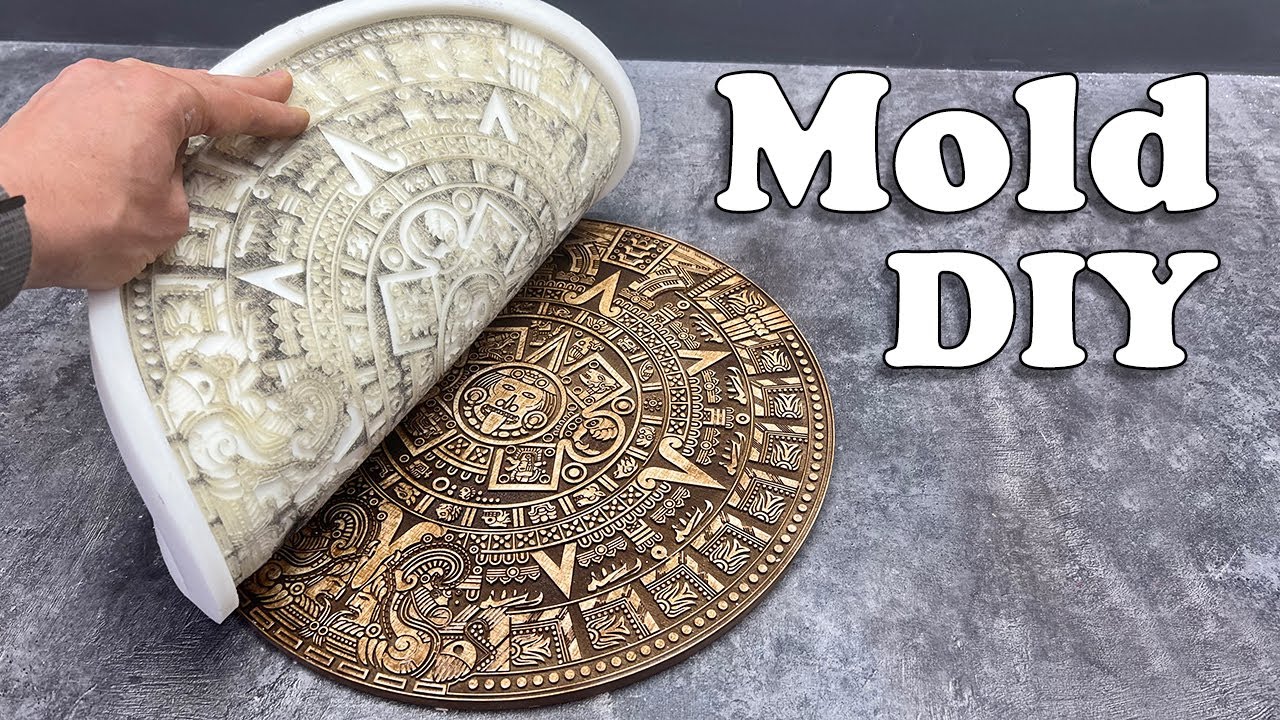 DIY Aztec Sun Stone Silicone Mold: Engraved Plywood to Plaster Casting ...