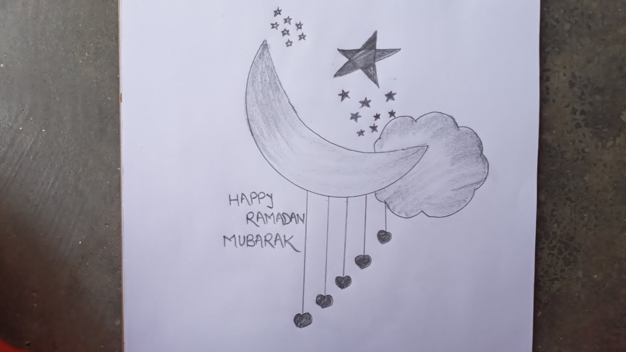 Ramadan Drawing How To Draw Ramadan Drawing Moon 🌙 And Star - YouTube