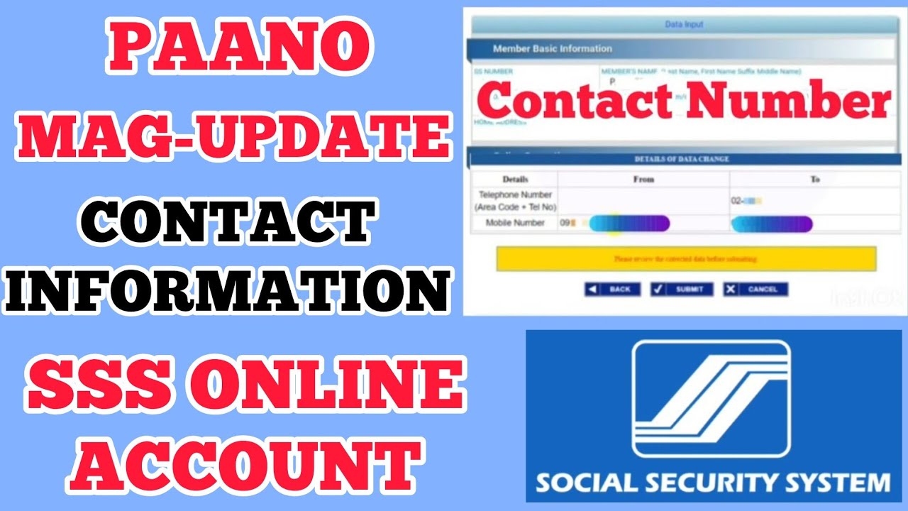 PAANO MAG UPDATE NG CONTACT INFORMATION SA SSS ONLINE ACCOUNT | CHANGE ...