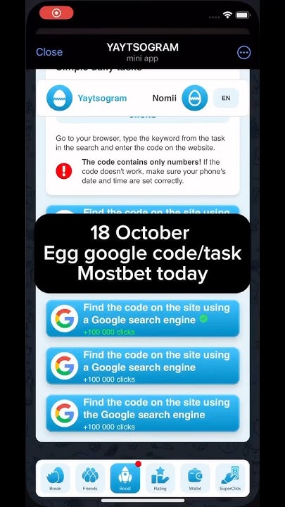 18 October egg google code Mostbet today yaytsogram google code today #ytshorts #shortsfeed ...