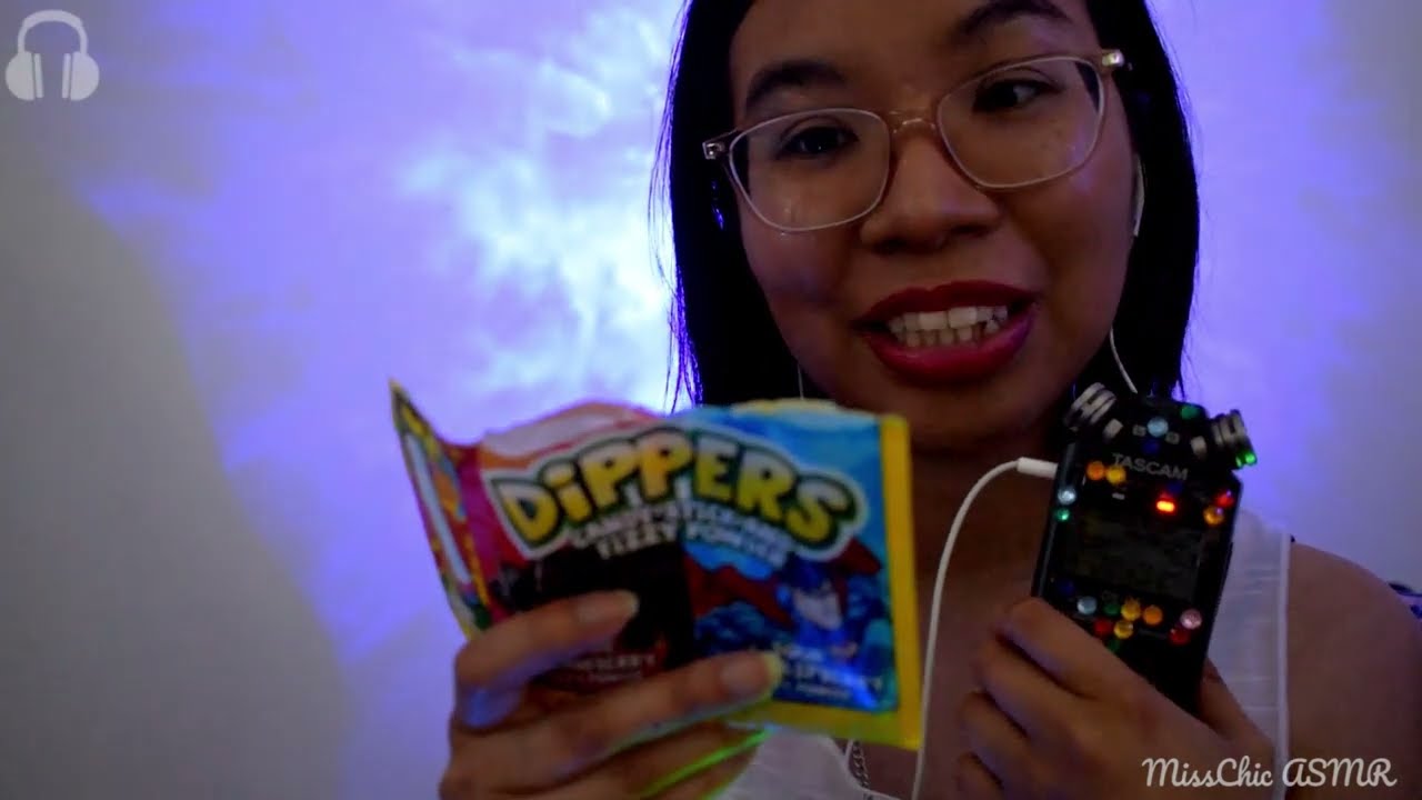 ASMR MOUTH SOUNDS & SOFT WHISPERS w/ Fun Dip (Taste Test) 🍬😴 [Ear to ...
