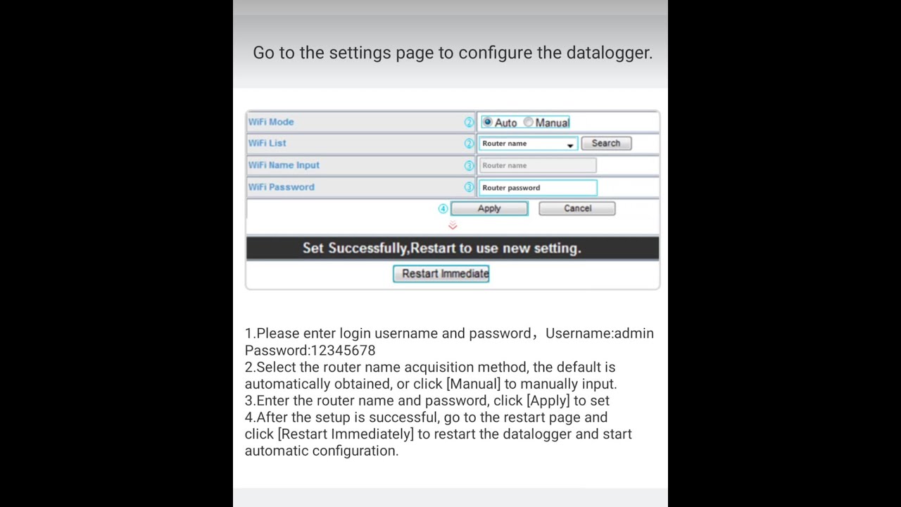 Configure Growatt WIFI-S datalogger with IP address 192.168.10.100 in ...