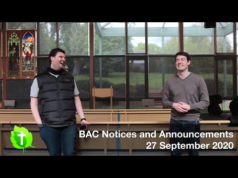 27 September 2020, BAC Notices and Announcements - YouTube