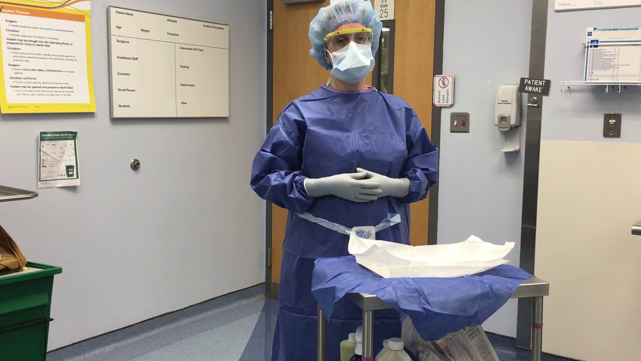 Self-gowning and gloving 4/4: using the turn card - YouTube