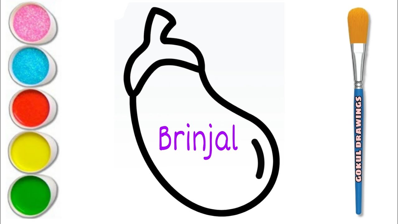 Brinjal 🍆 Drawing For Kids Easy | How To Draw A Brinjal Drawing ...