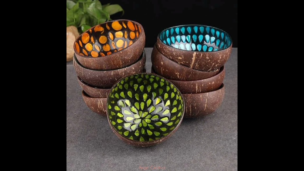 CRIATIVIDADE COM CASCA DE COCO. #artesanato #diy #decoração - YouTube
