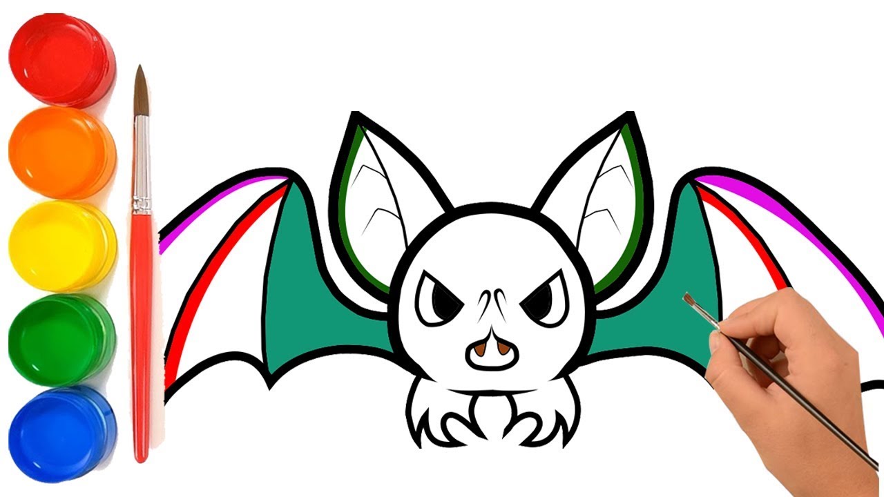 How To Draw Halloween Bat Easy step For Kids | Draw and Paint For ...