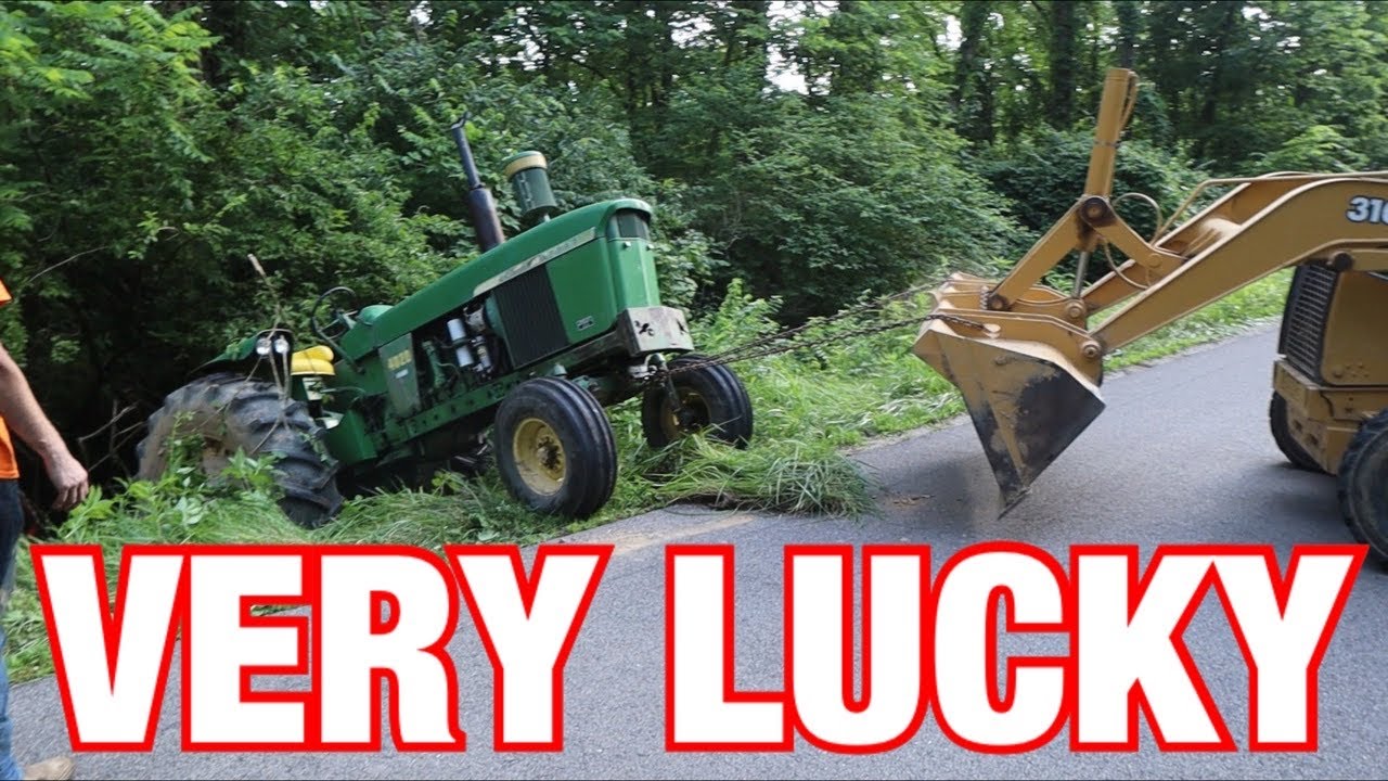 John Deere Tractor Wreck on Narrow Road - YouTube