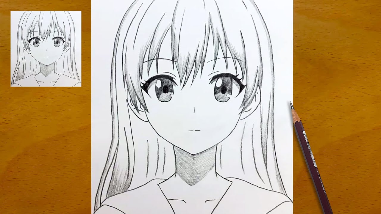 Anime Sketch | How to Draw a Cute Anime Girl Face | Pencil Drawing ...