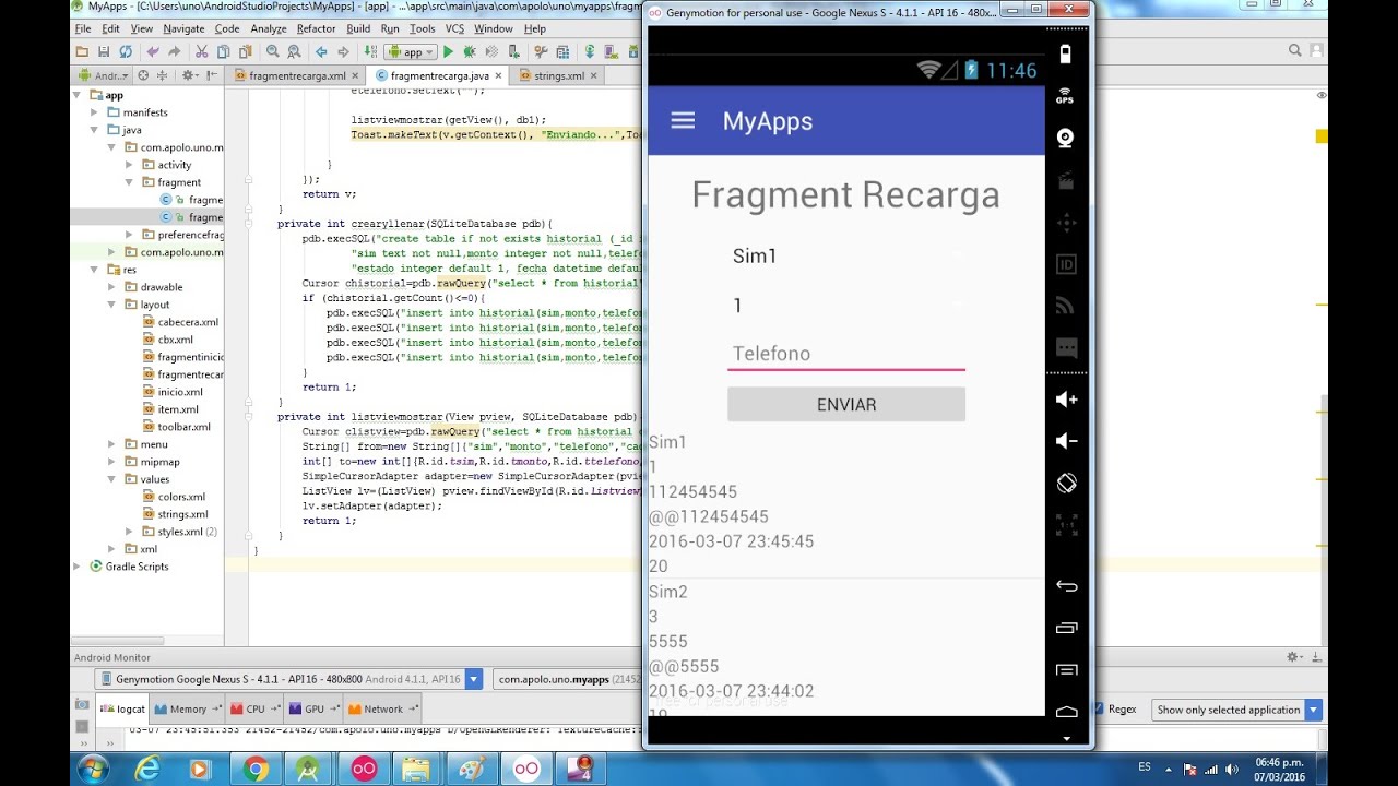 8. Android Studio 1.5.1 - SQLite Guardar - Spinner - EditView - (Movil) - YouTube