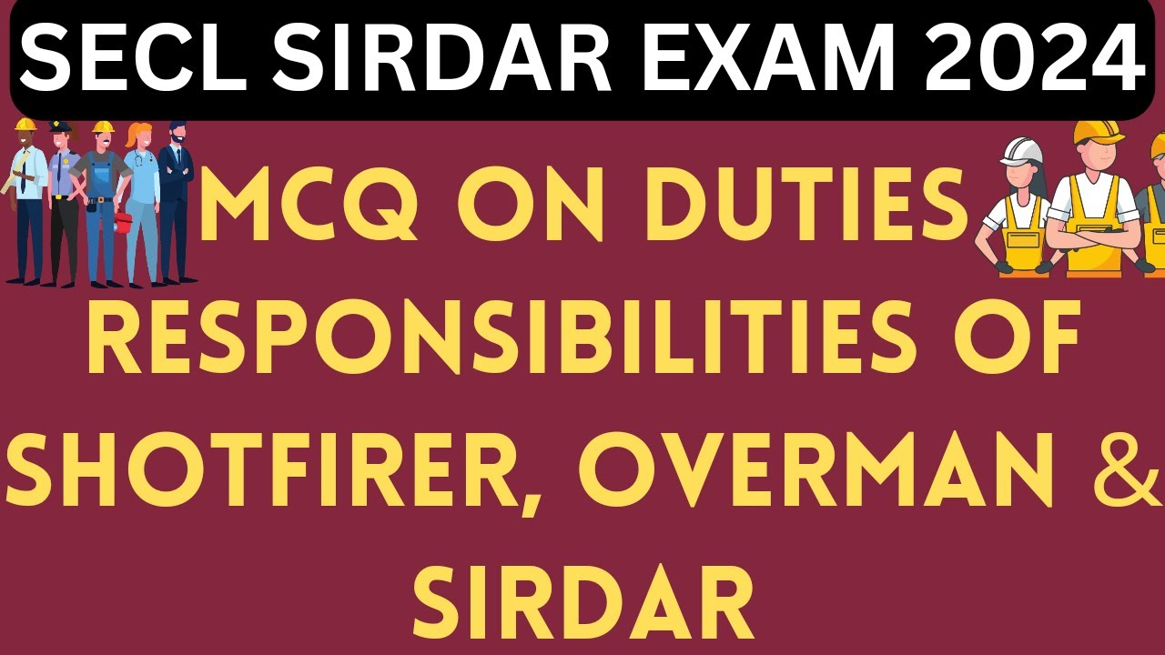 SECL SIRDAR EXAM SYLLABUS WISE MCQ'S || Important questions - YouTube