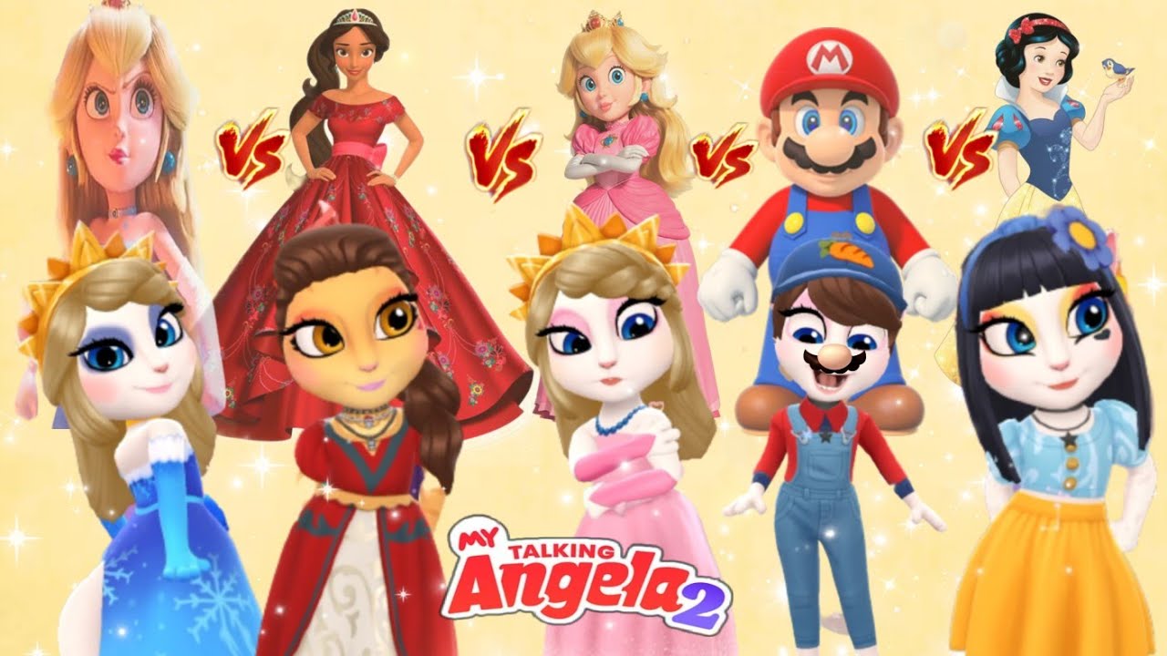 MY Talking Angela 2||Princess From Mario Bros|| Angela 2 Vs Peach 🍑 ...