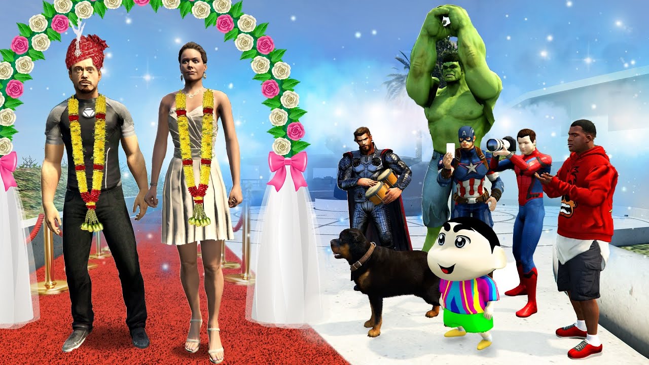 IRON MAN Got Married in GTA 5 | Shinchan & Avengers Celebrating Iron ...