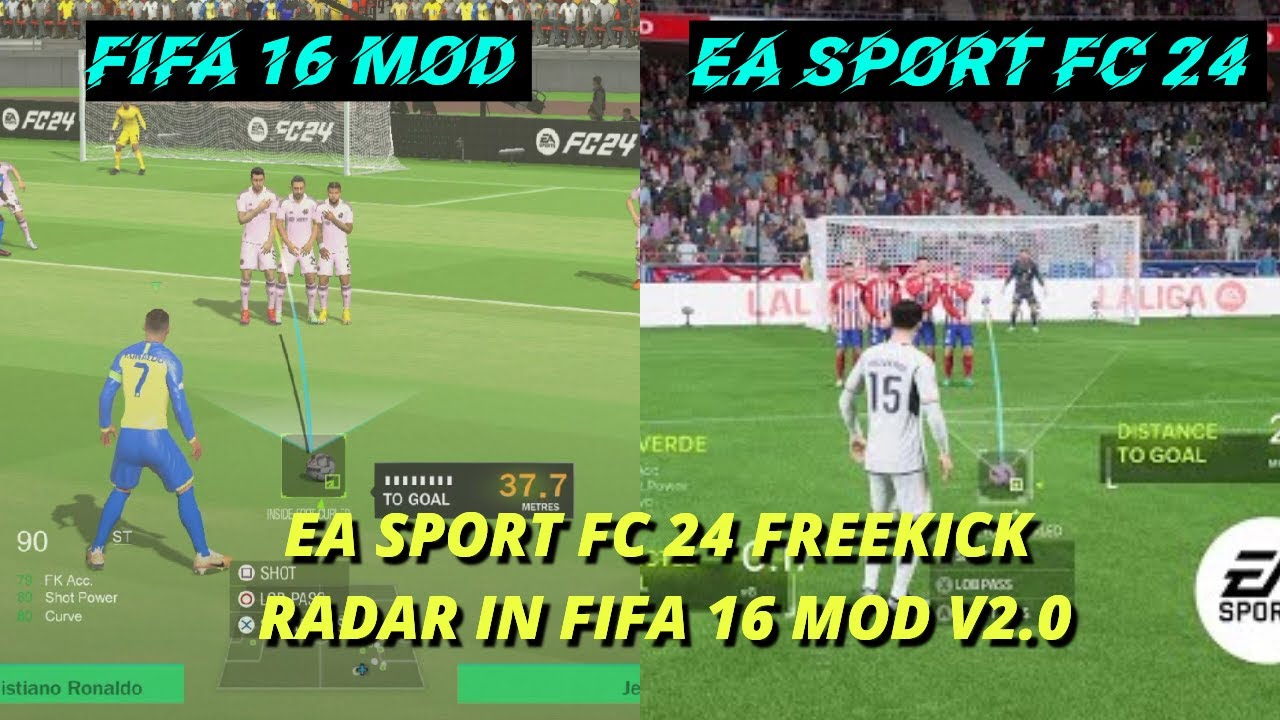 EA SPORT FC 24 FREEKICK RADAR IN FIFA 16 MOD - YouTube