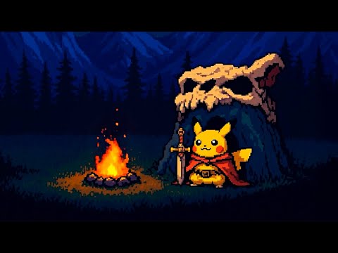 Adventure Pikachu Pixel Art | Relaxing Pokémon Music & Campfire | Animated Live WALLPAPER
