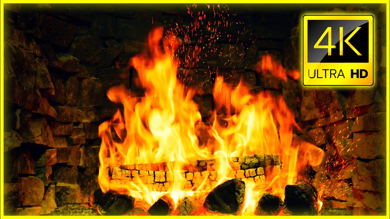 RELAXING FIREPLACE BURNING 10 HOURS 🔥 Fireplace Screensaver 4K ...