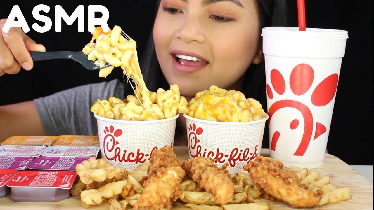 ASMR Chick-Fil-A NEW Mac and Cheese and Chicken Tenders EATING SOUNDS ...