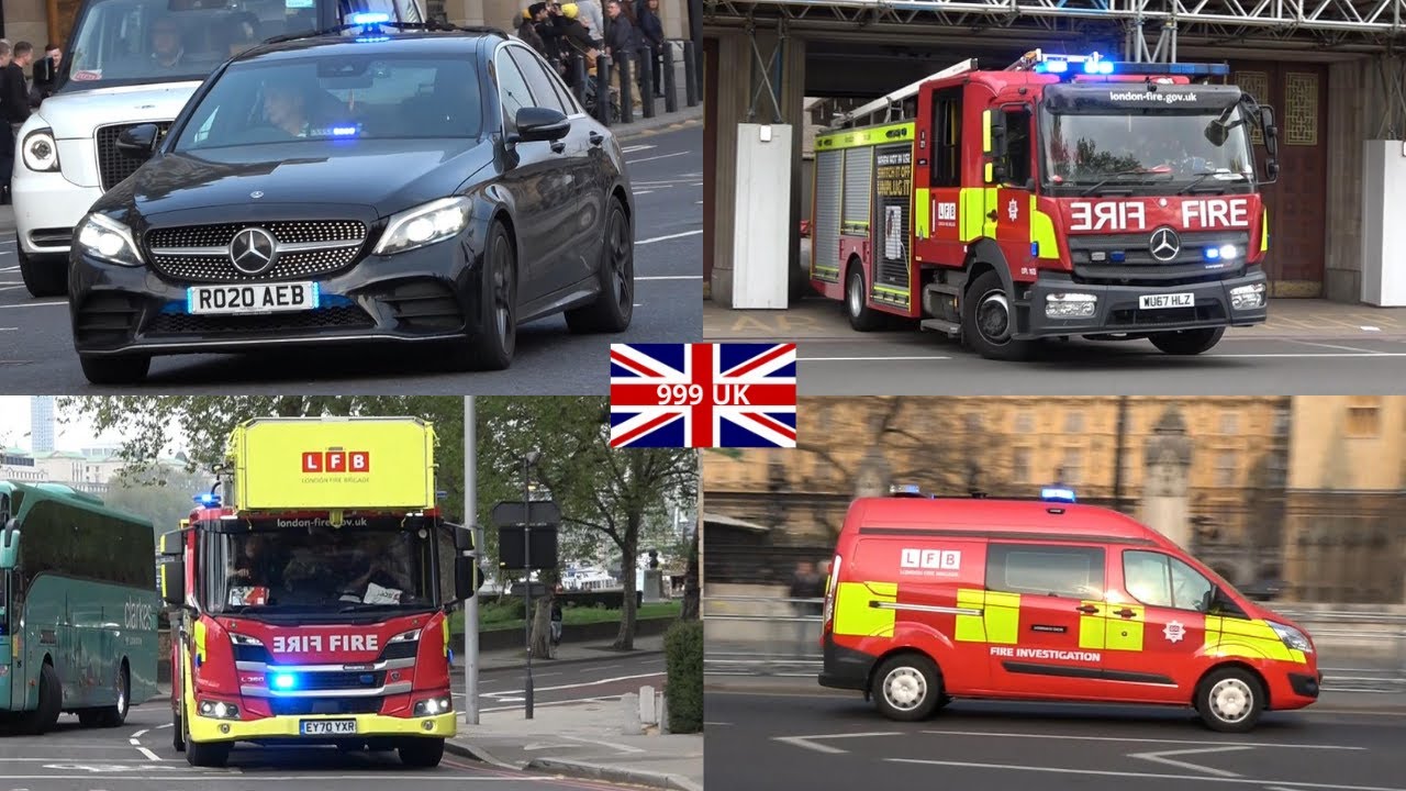 London Fire Brigade Officer Responding With pump Ladder Turntable ...
