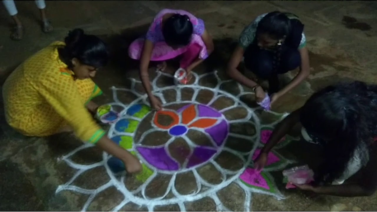 Creating a Rangoli at Baale Mane - YouTube