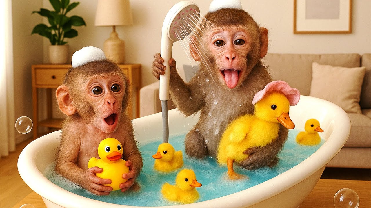 Bubu Monkey helps mom take a bath for Naughty Baby - One day take care ...
