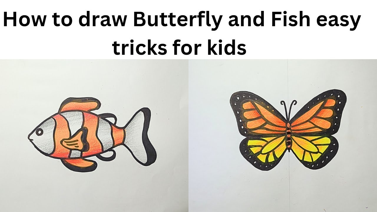 how to draw Butterfly and fish easy tricks for kids || #trending #viral ...