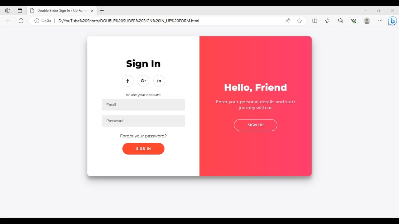 Double Slider Sign In And Sign Up Login Form Using HTML CSS Js - YouTube