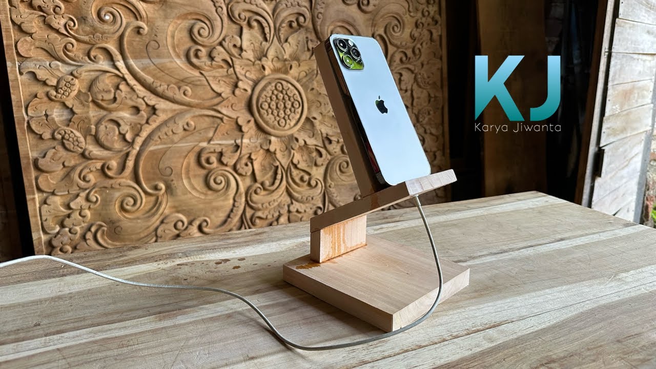 cara membuat stand hp dari limbah kayu - YouTube