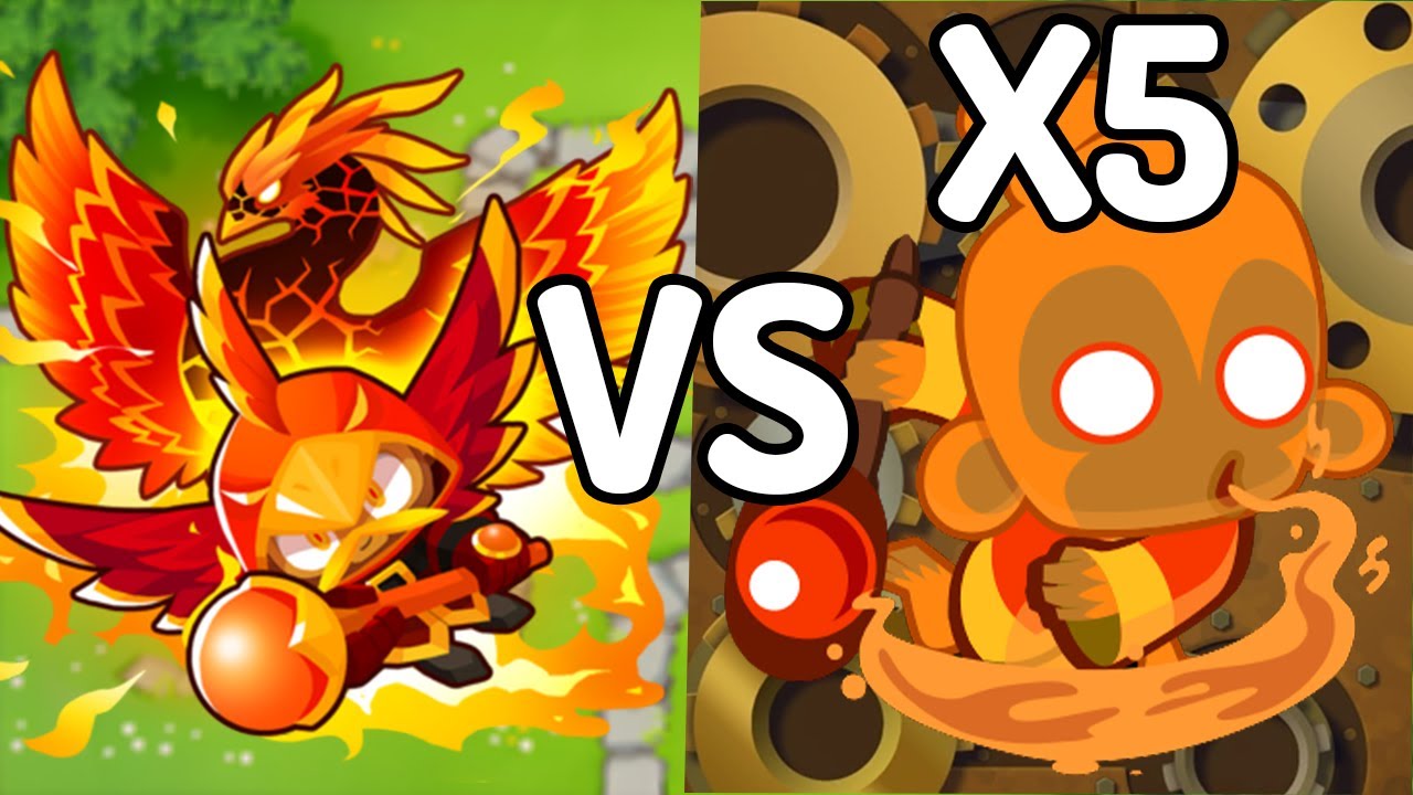 BTD6 Wizard Lord Phoenix VS. 5 BTD5 Summon Phoenixes - YouTube