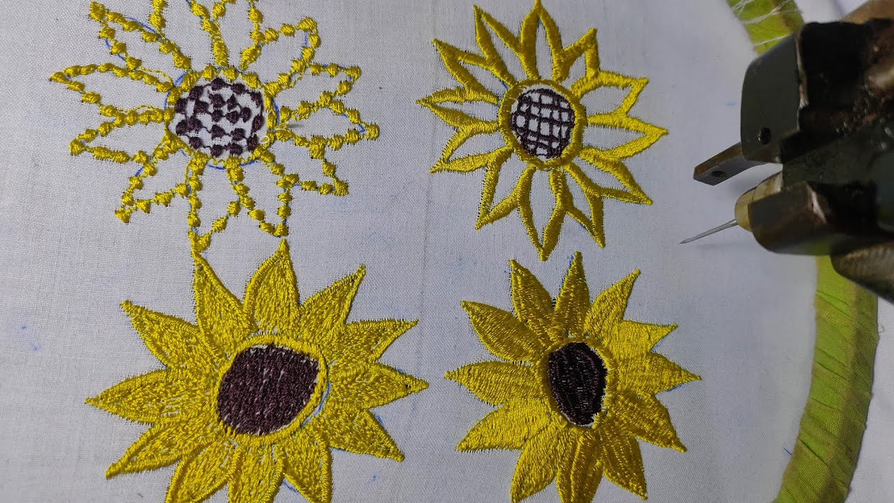Machine embroidery four different types of stitches for beginners ...
