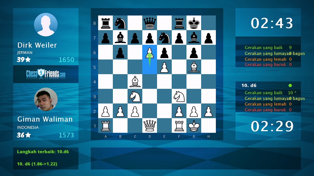 Chess Game Analysis: Giman Waliman - Dirk Weiler : 1-0 (By ChessFriends.com) - YouTube