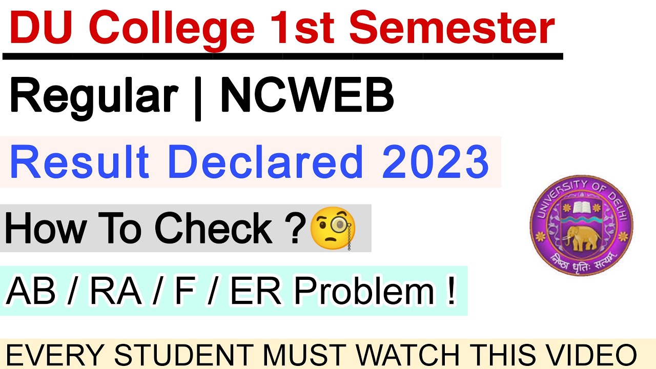 DU 1st Semester Result Problem ER/RA/F/AB | JK Study Stuff - YouTube