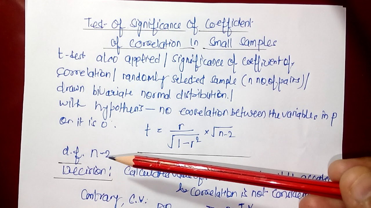 T Test | Test Of Significance For Correlation Coefficient - YouTube