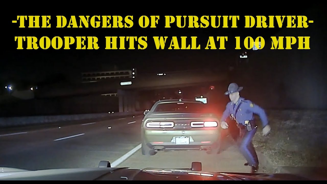 Trooper strikes concrete wall at 100 MPH during HIGH SPEED PURSUIT with ...