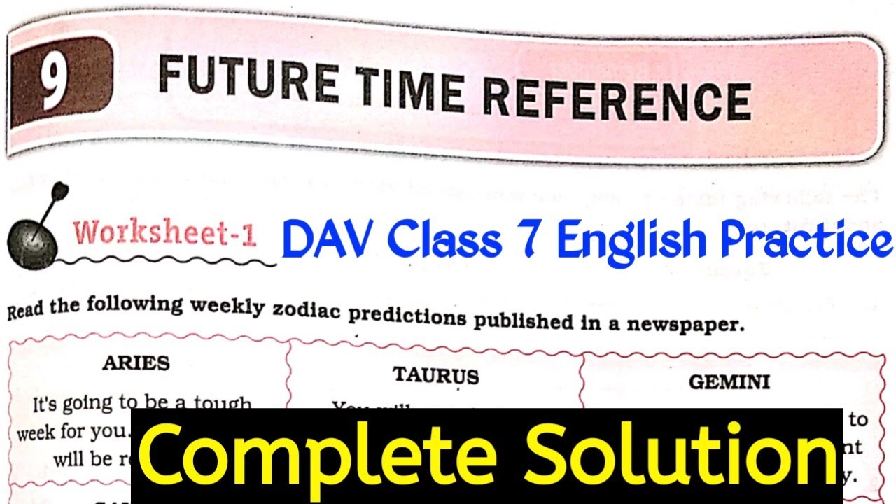 Future Time Reference Complete Solution |DAV Class 7 English Practice ...
