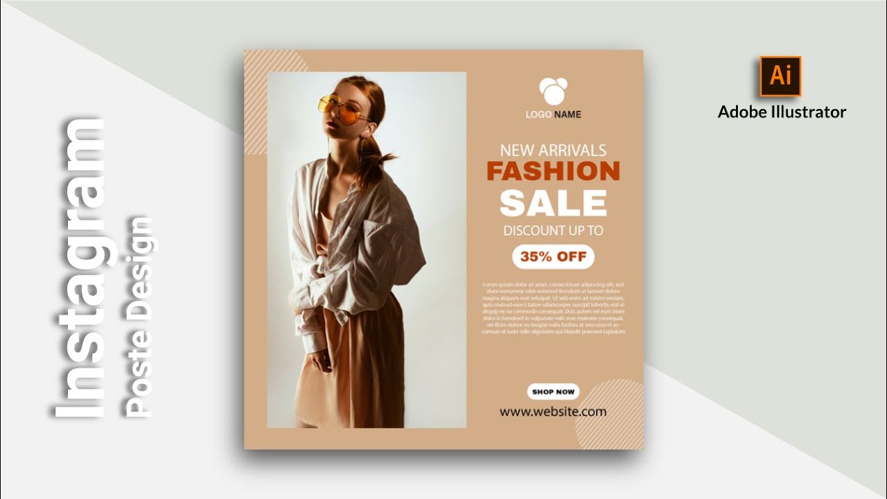How to Make a fashion Instagram Post in adobe illustrator CC Tutorial ...