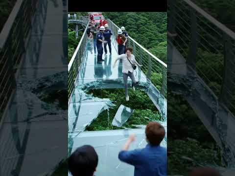Glass Bridge Shatters Underfoot! 😱 Tourists in Shock! #shorts #glassbridge #skywalk #skybridge