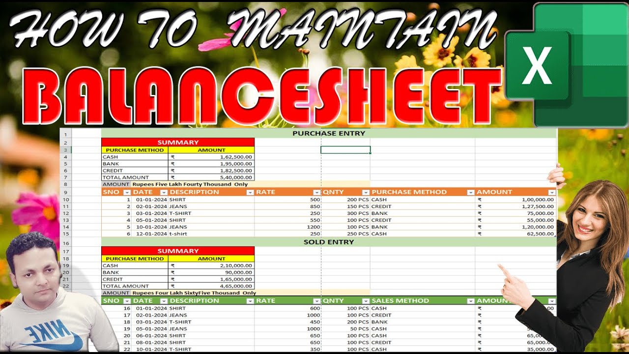 How to Maintain PURCHASE AND SALES BALANCE SHEET IN MICROSOFT EXCEL # ...