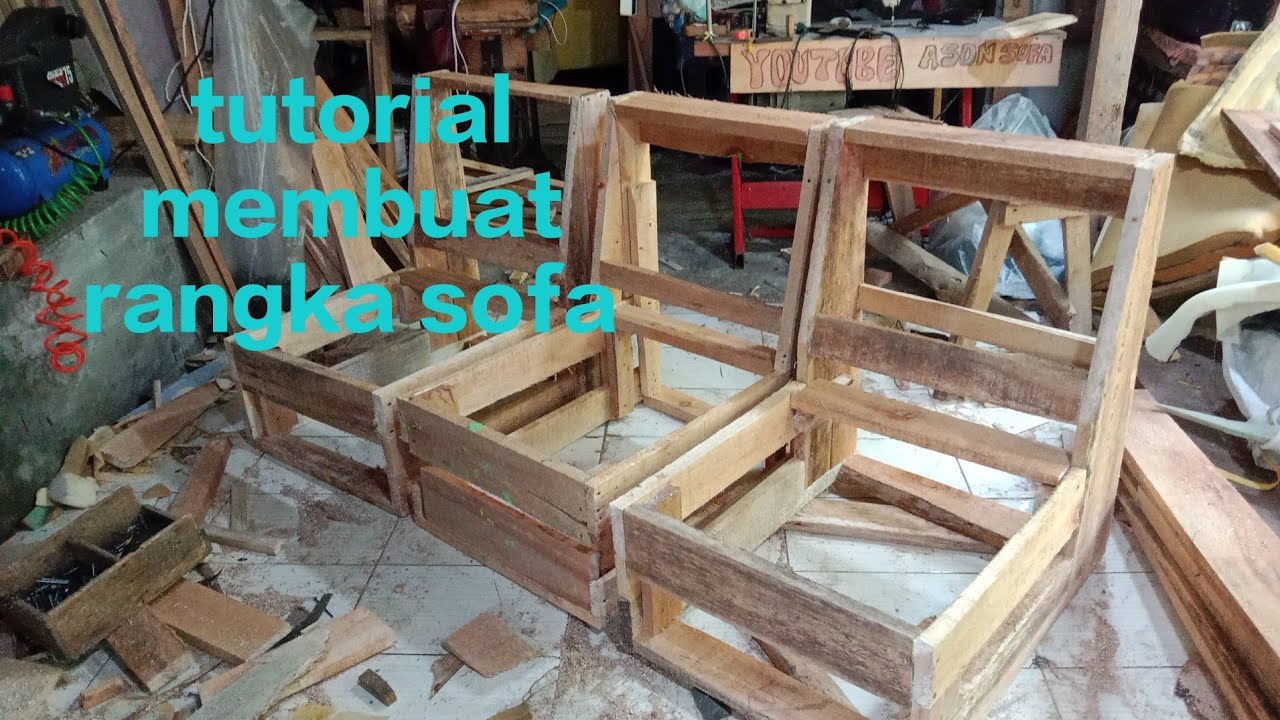 cara mudah membuat rangka sofa single - YouTube
