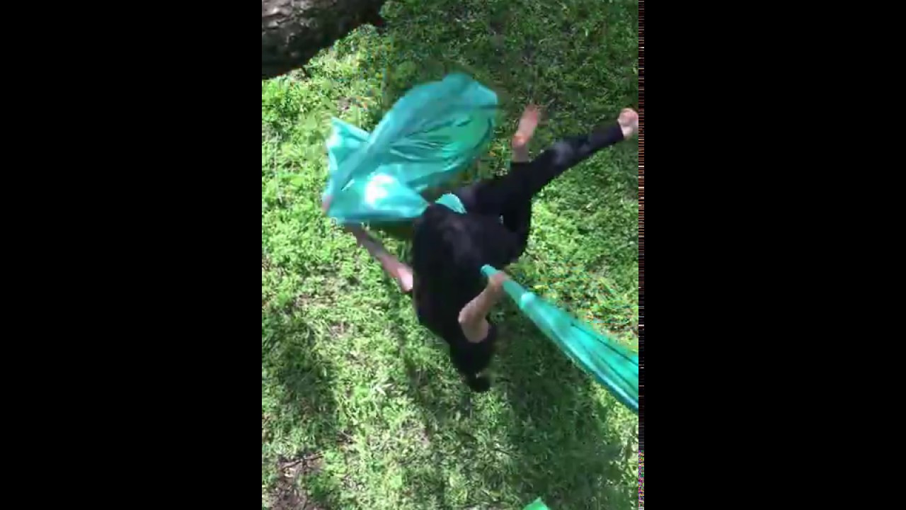 Aerial silks in the park hanging from a tree - YouTube