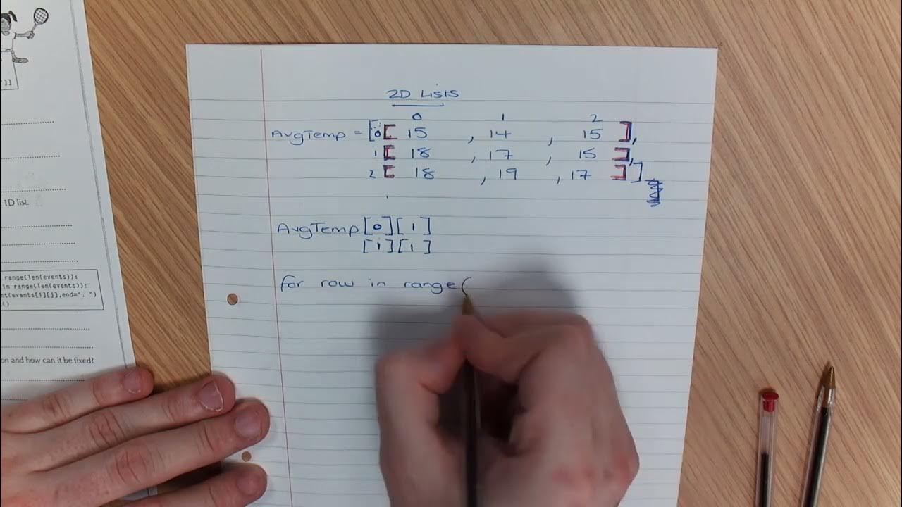 Gcse Computer Science Python 2d List 2d Array Iteration Youtube