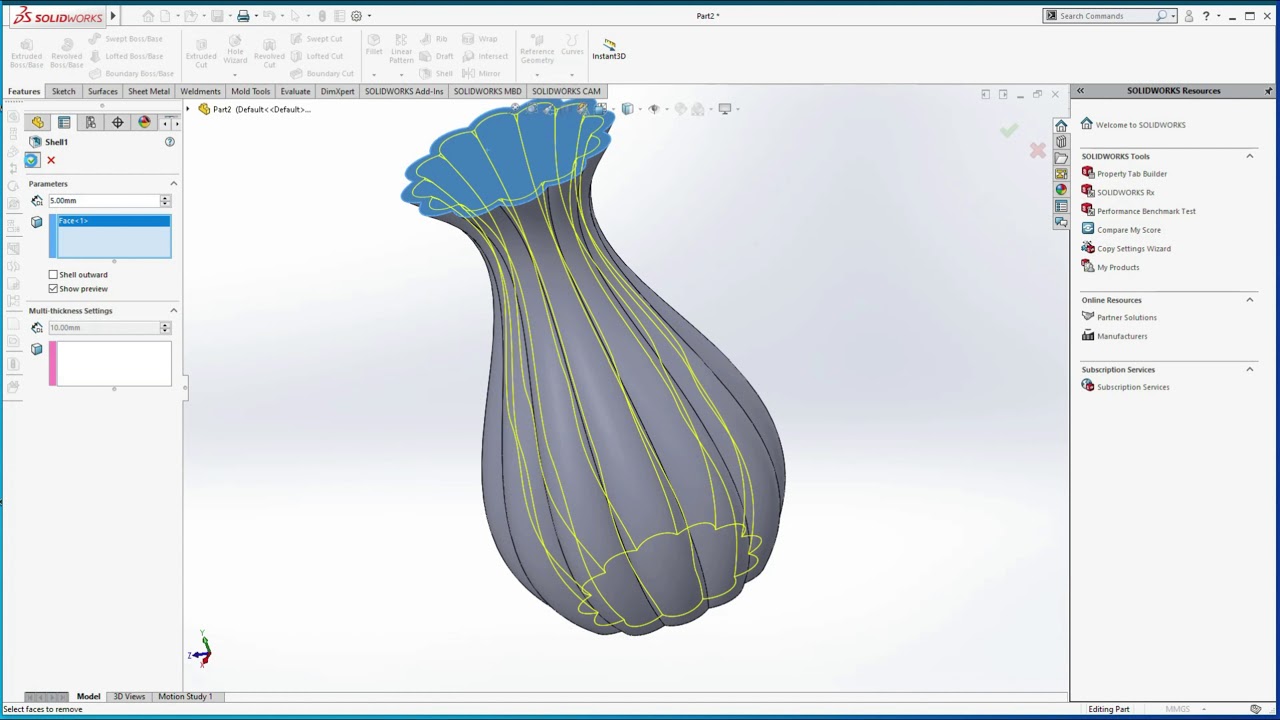 Solidworks tutorial-5- Flowerpot Flex - YouTube