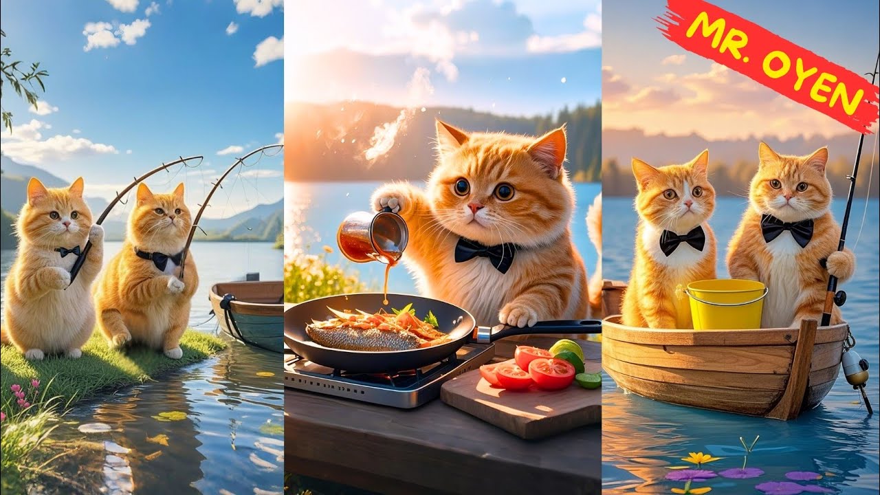 The Exciting Adventures of Three Orange Cats: 🐟🎣 Fishing and Cooking by ...