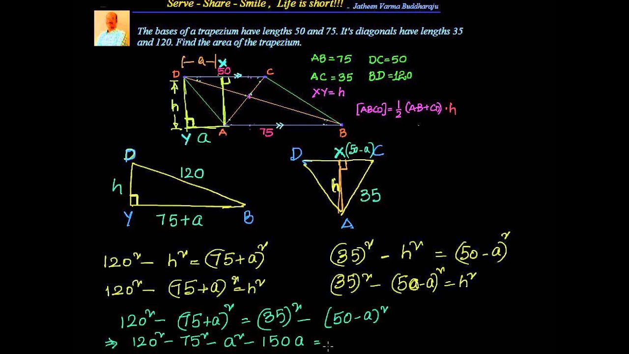Geometry - Right triangles: Area of trapezium given length of bases and ...