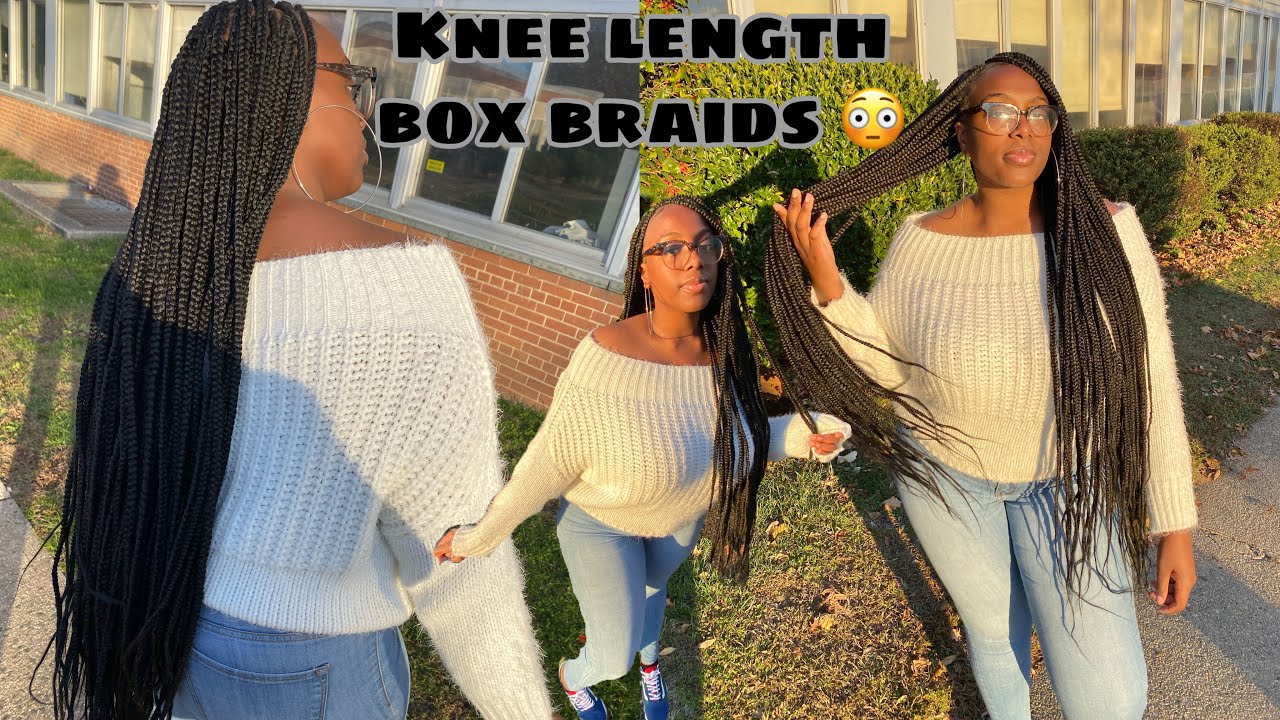 I did my own box braids!!! Knee length - YouTube
