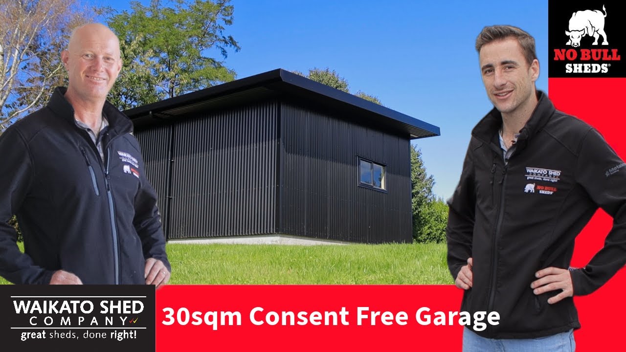 30SQM Consent Free Garage by Waikato Sheds - YouTube